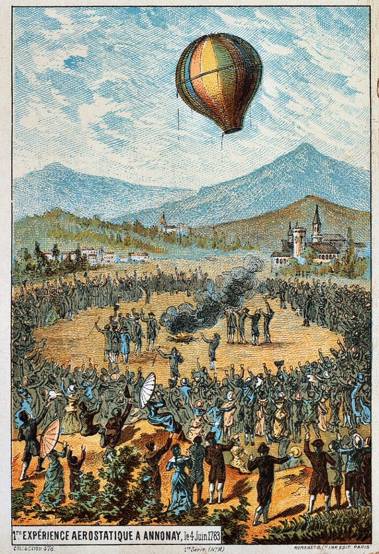 The Historic First Public Hot-Air Balloon Flight by the Montgolfier ...